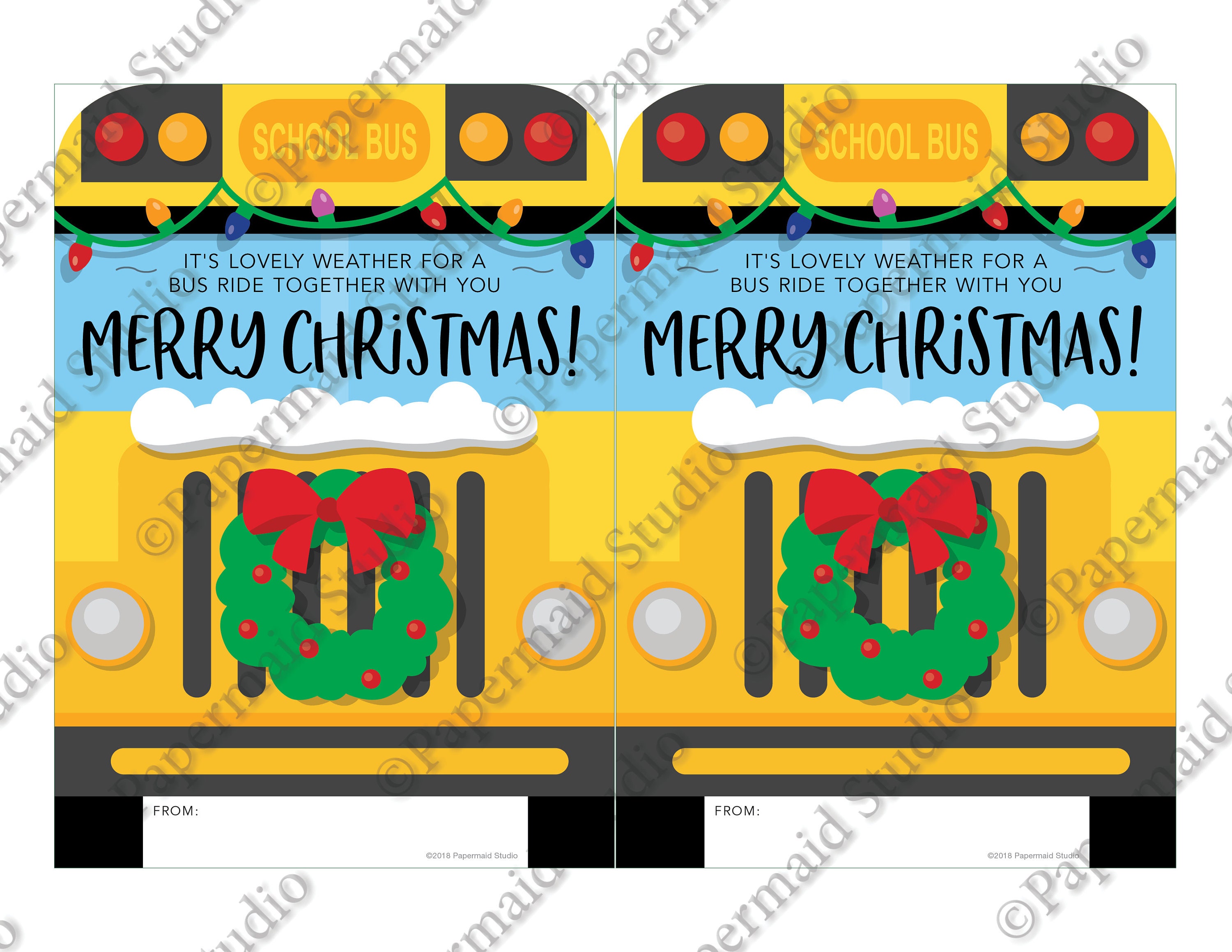 PRINTABLE Bus Driver Christmas Card Thank You Printable Bus - Etsy Ireland