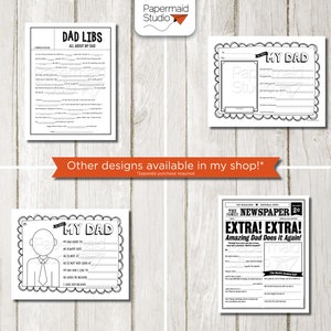 PRINTABLE All About My Dad Fill in the Blank Gift - Funny Father's Day ...