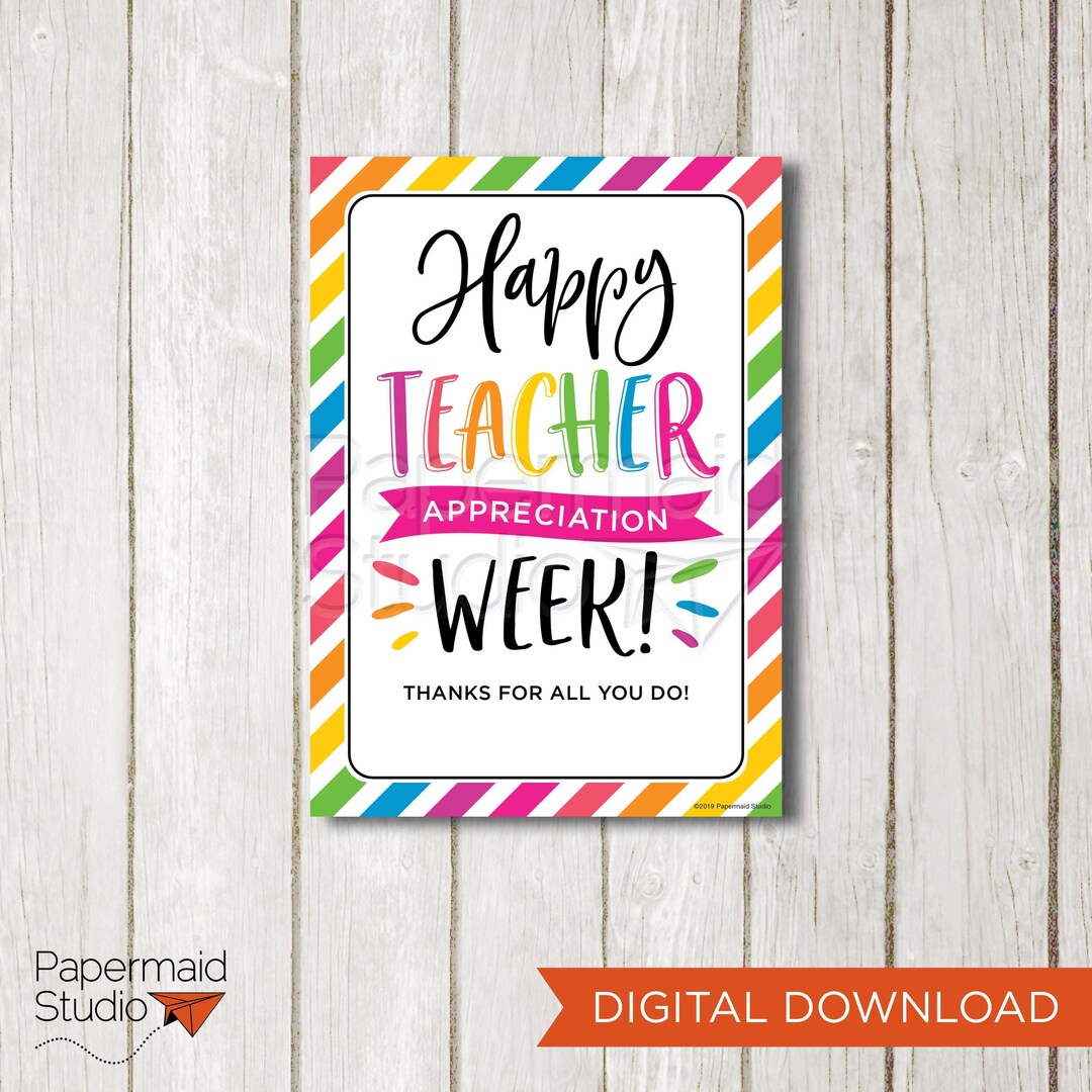 Teacher Appreciation Card Printable - Teacher Appreciation Week - Staff ...