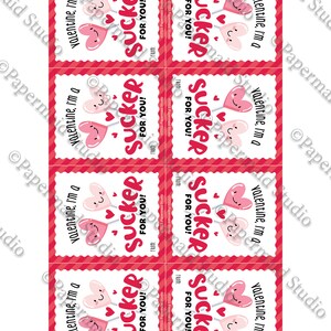 PRINTABLE Valentine's Day Lollipop Sucker Tag - Valentine I'm a Sucker ...