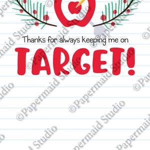 PRINTABLE Teacher on Target Christmas Gift Card Holder - Thank You ...