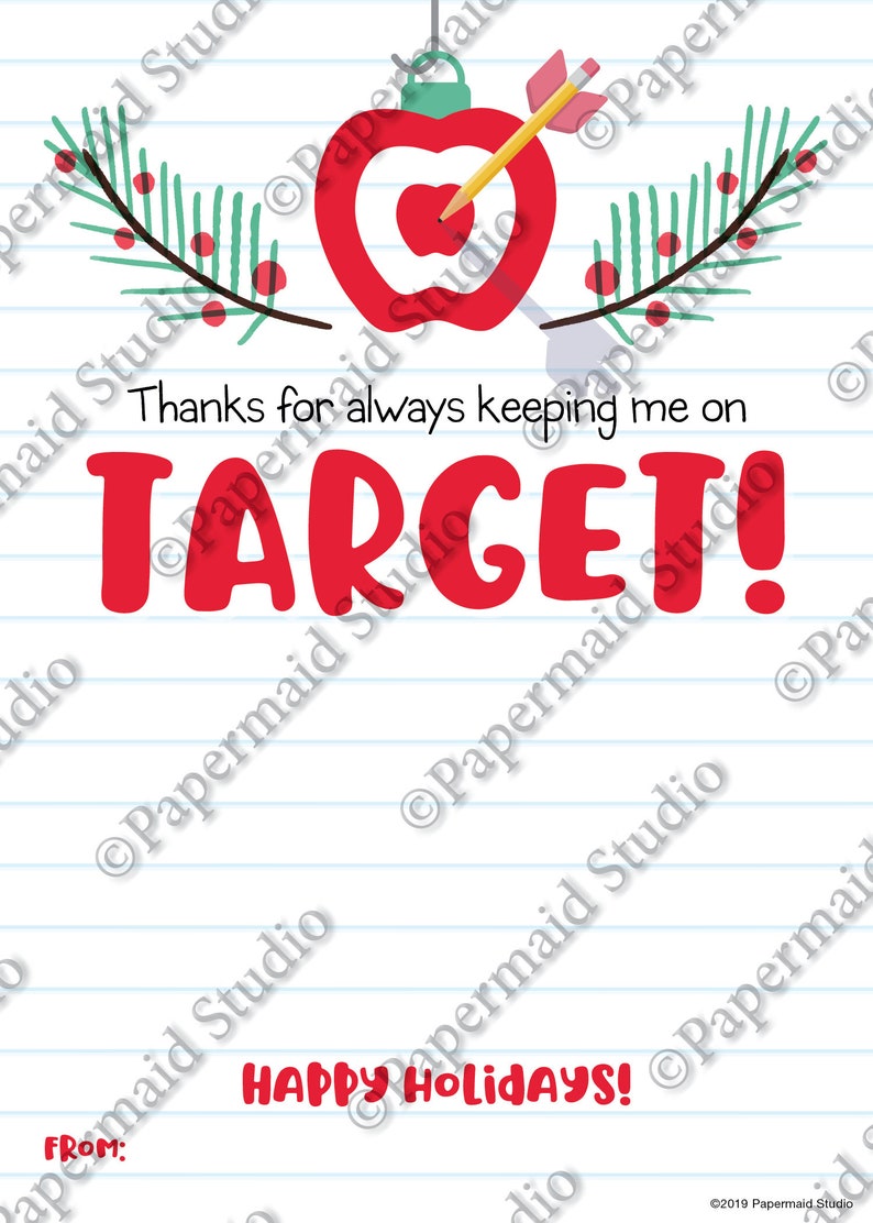PRINTABLE Teacher on Target Christmas Gift Card Holder - Thank You ...