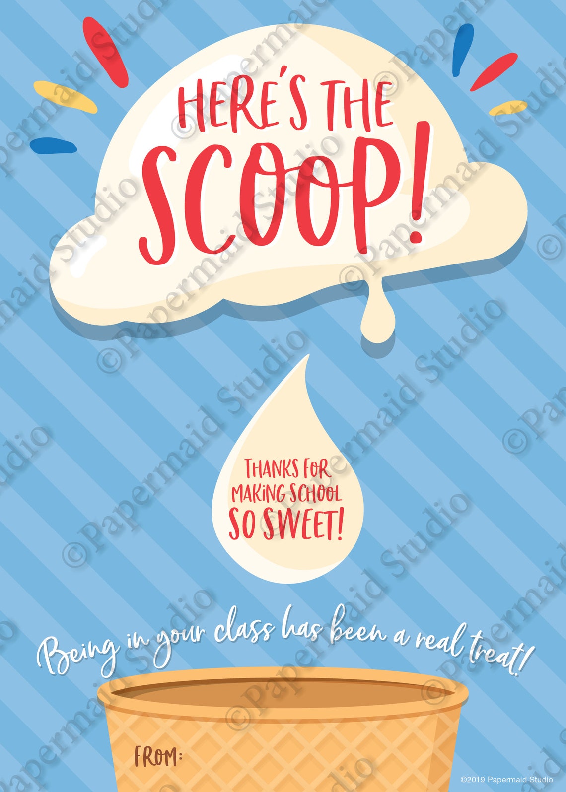 PRINTABLE Teacher Ice Cream Gift Card Holder - Teacher Appreciation ...