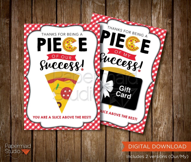 Pizza Gift Card Holder Printable Teacher Thank You Card - Etsy