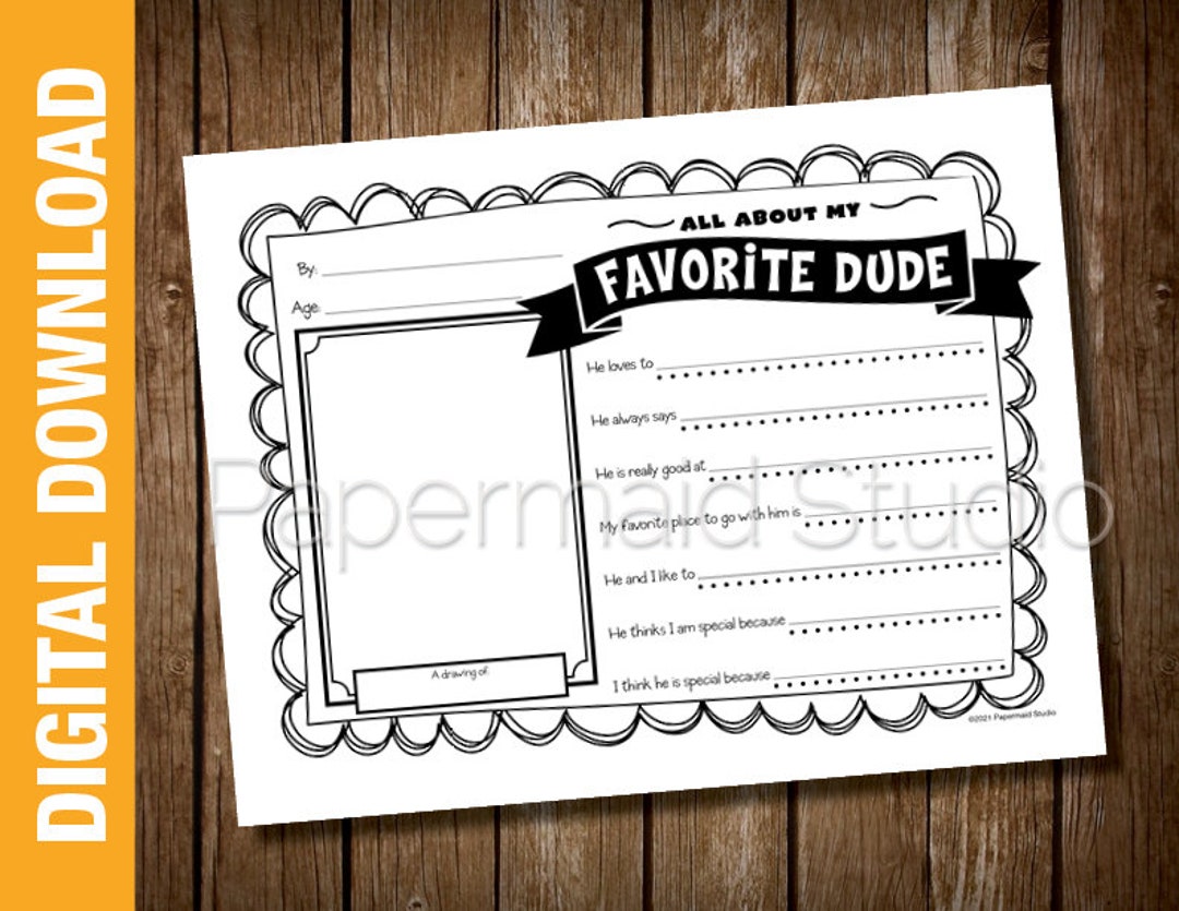 PRINTABLE All About My Dad Father's Day Card - Dad Questionnaire - Fill ...
