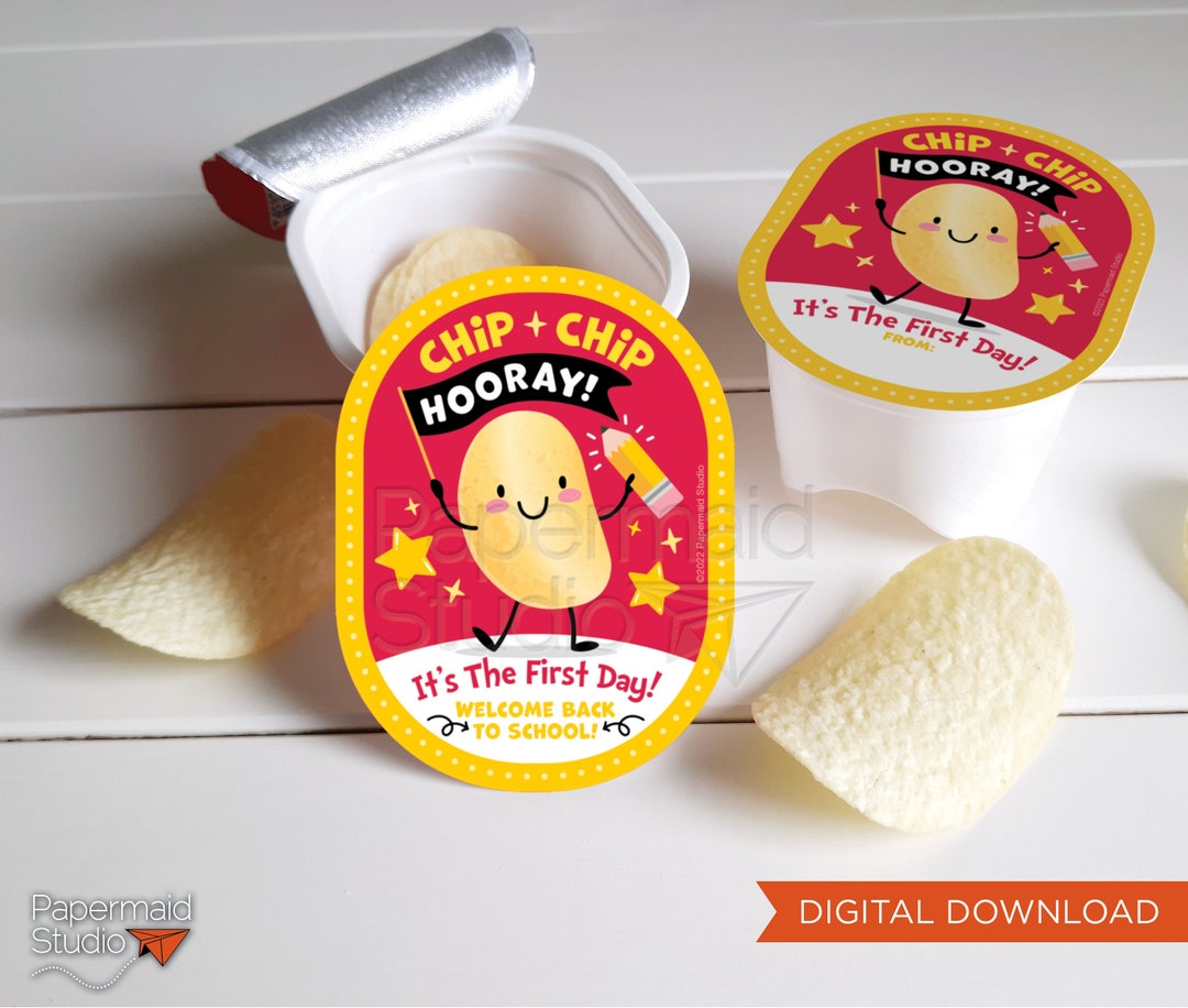 First Day of School Chip Labels - Printable Snack Size Chips Tags ...
