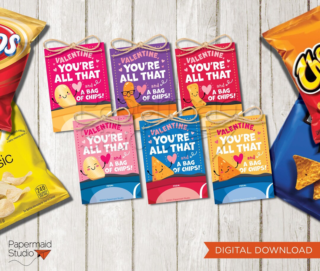Valentine Chip Labels - Printable Valentines for Snack Chips ...
