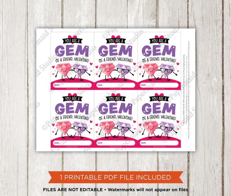 Ring Lollipop Valentine Tags - Printable Pop Valentine Tag - Valentine ...