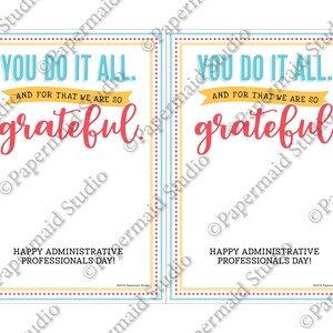 Administrative Professionals Day Card Printable - Employee Thank You ...
