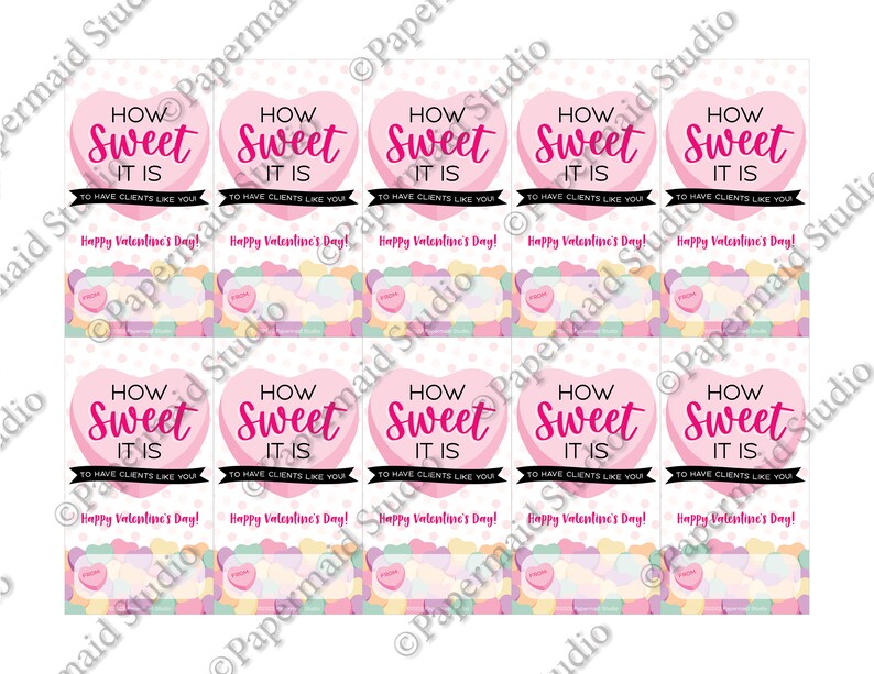 PRINTABLE Valentine's Day Candy Hearts Gift Tag for Client Valentine ...