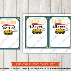 Employee Appreciation Printable Sub Sandwich Card - Staff Appreciation ...