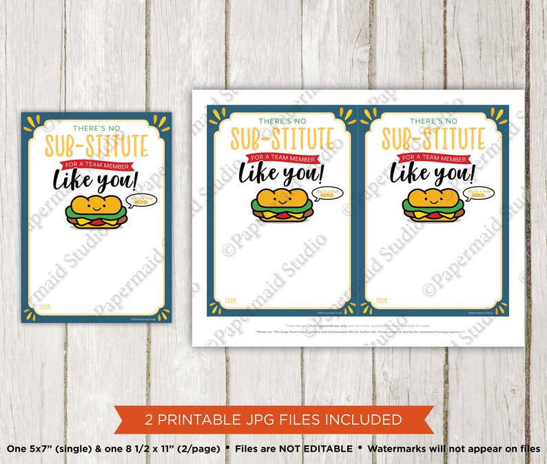 Employee Appreciation Printable Sub Sandwich Card - Staff Appreciation ...