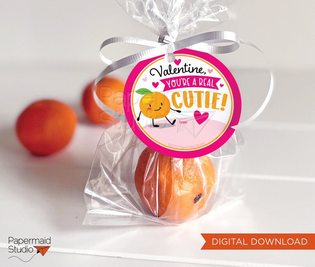 Valentine Orange Tags Printable Orange Valentine Labels Valentine ...