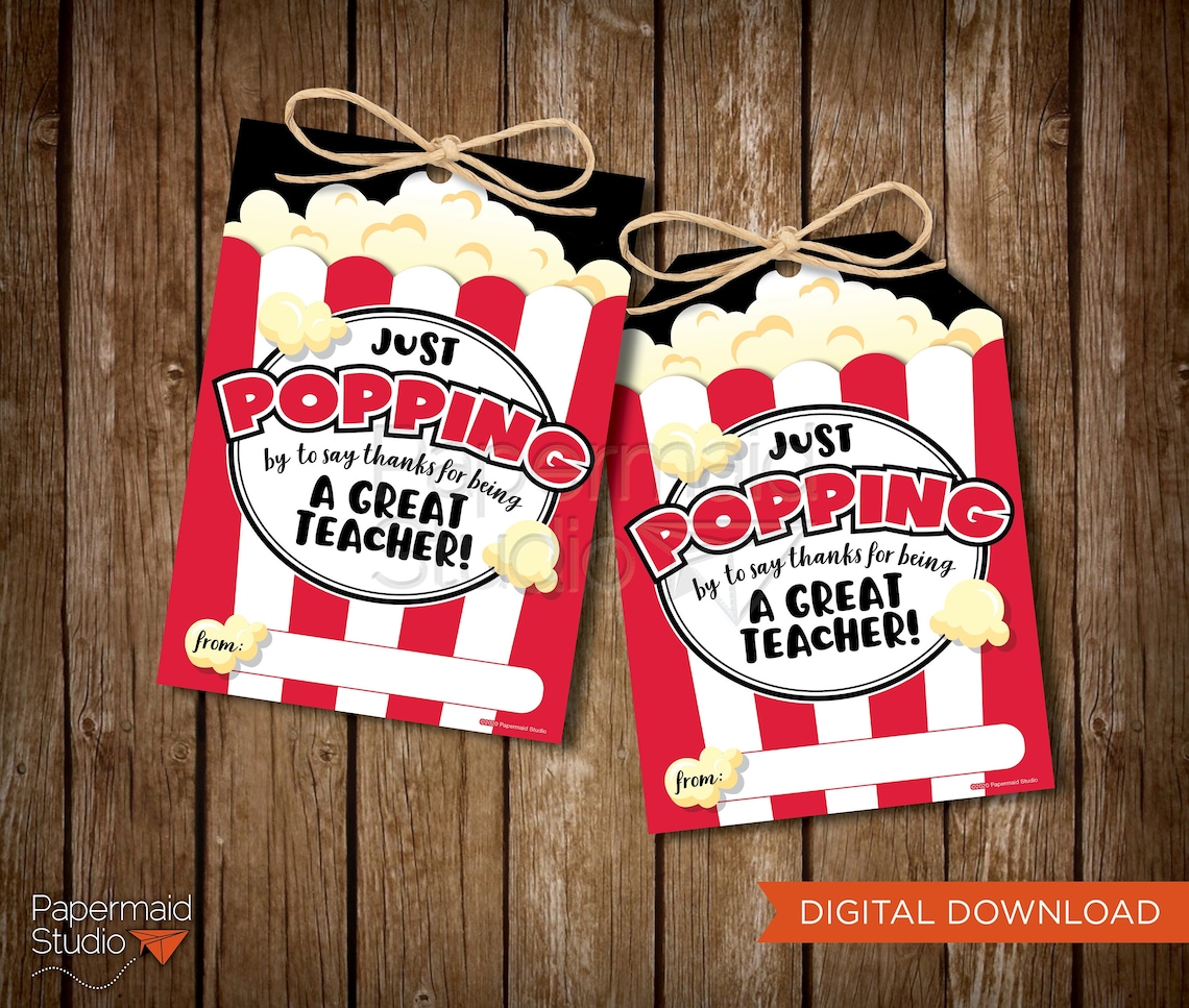 Teacher Appreciation Gift Popcorn Teacher Appreciation Tag - Etsy