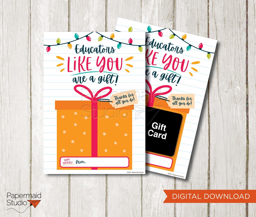 Teacher Christmas Gift Card Holder Printable - Educator Christmas Card ...