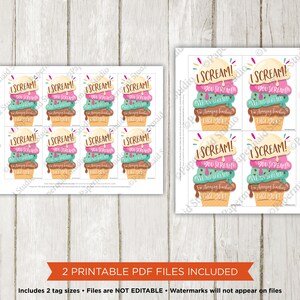 Teacher Appreciation Gift - Ice Cream Tag Printable - Appreciation Week ...