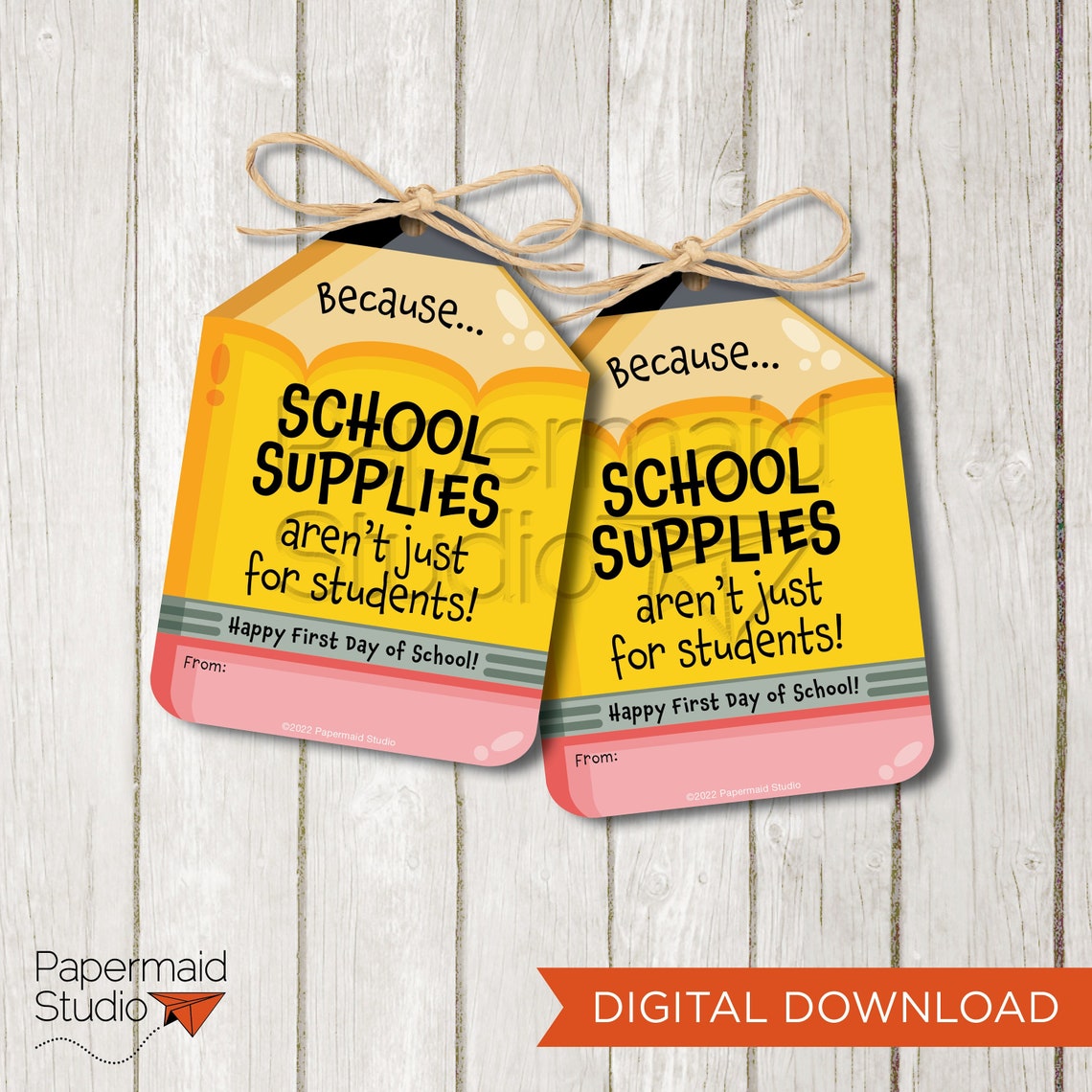 Back to School Tag Printable - First Day of School Pencil Gift Tag ...