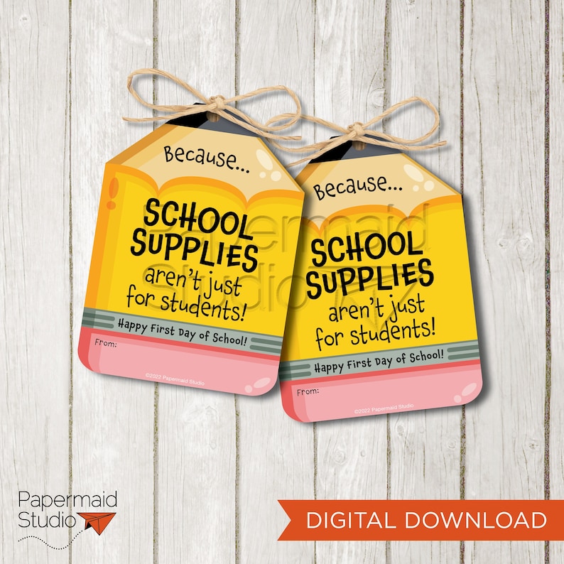 Back to School Tag Printable - First Day of School Pencil Gift Tag ...