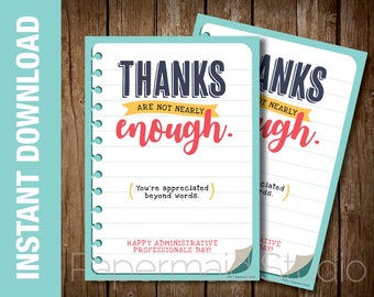 Administrative Professionals Day Card Printable Employee | Etsy