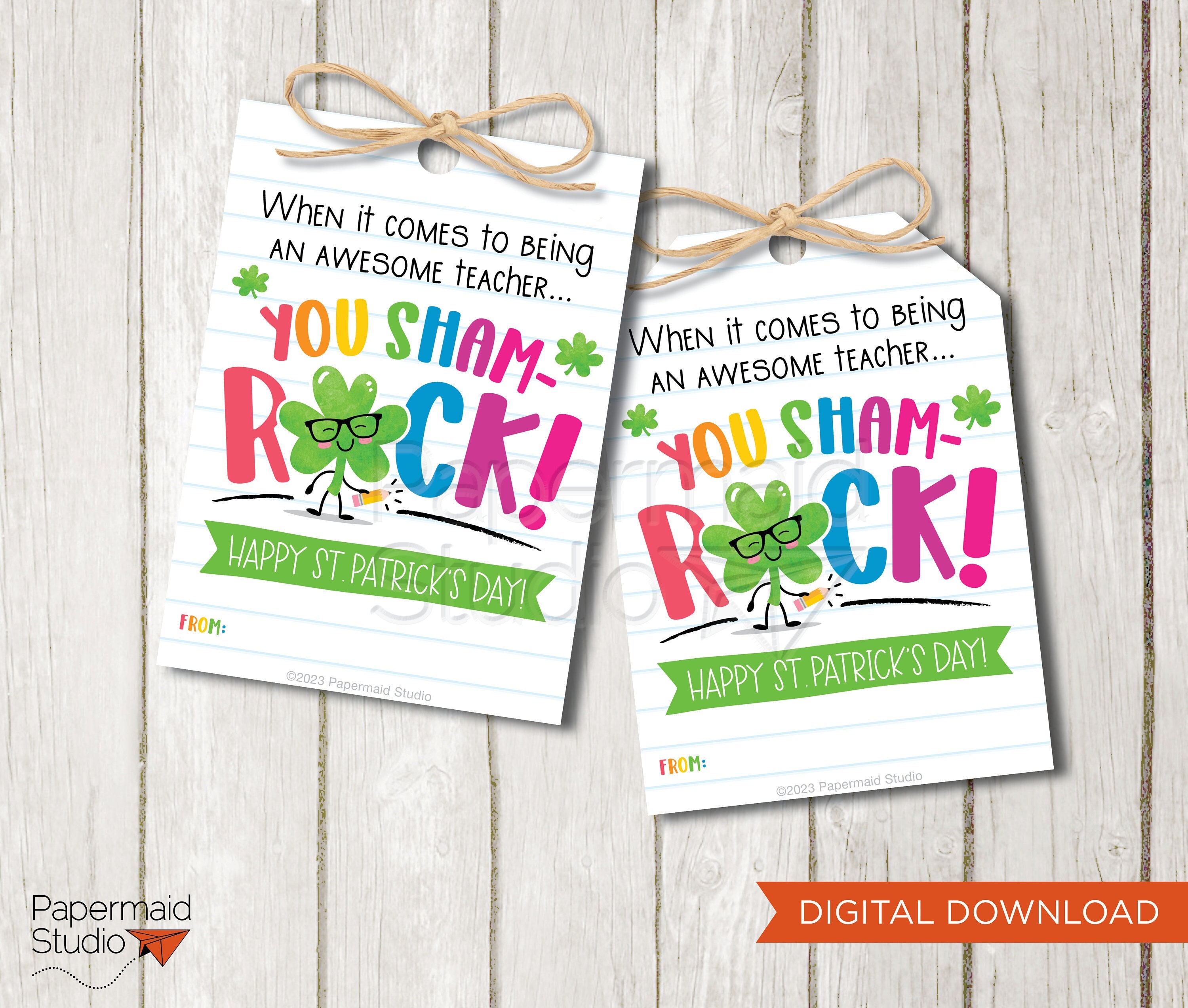 Teacher St. Patrick's Day Tag Printable - St Patricks Teacher Gift Tag ...