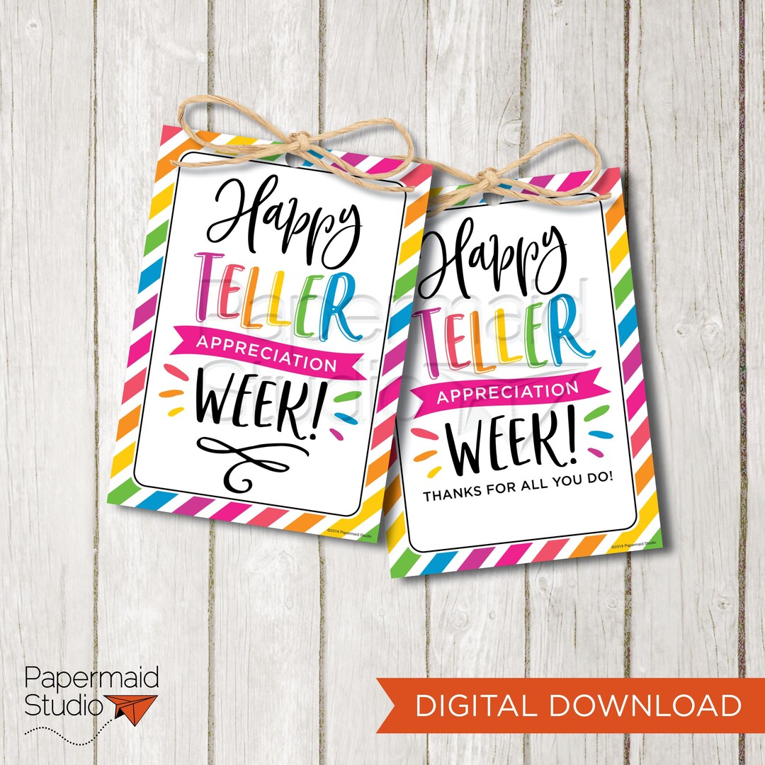 Bank Teller Appreciation Gift Tag Printable - Teller Appreciation Card ...