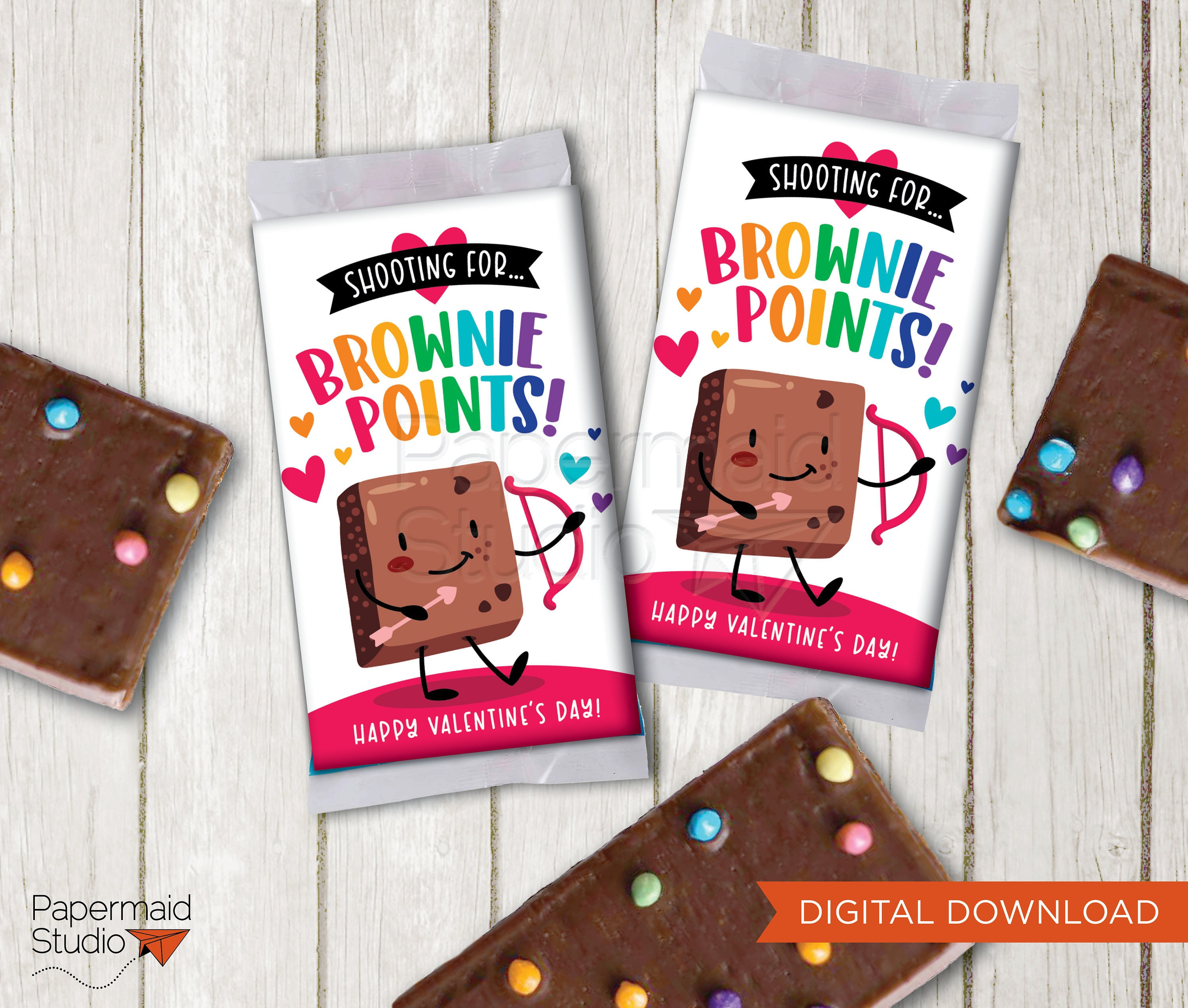 Brownie Valentine Tags - Printable Valentine Brownie Wrap Labels ...