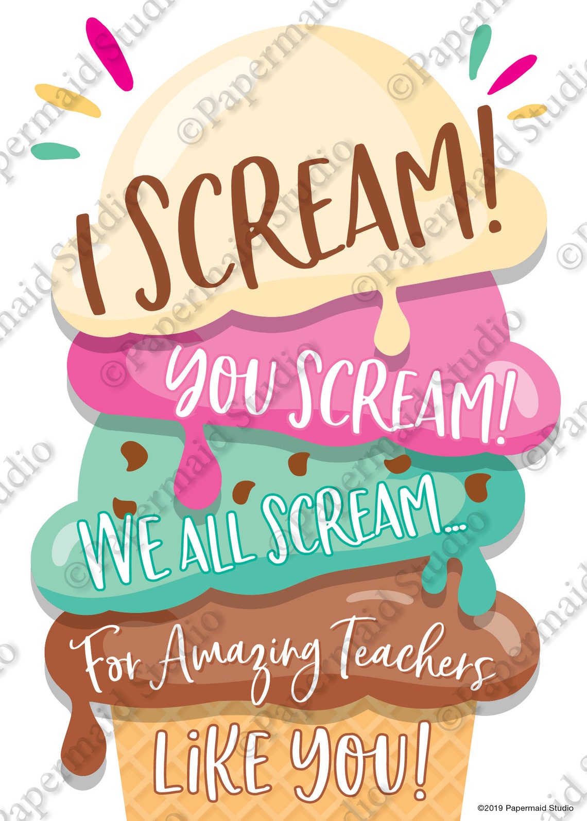 PRINTABLE Teacher Ice Cream Gift Card Holder Teacher - Etsy