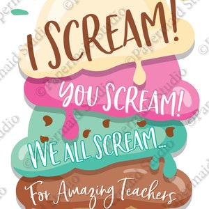 PRINTABLE Teacher Ice Cream Gift Card Holder - Teacher Appreciation ...