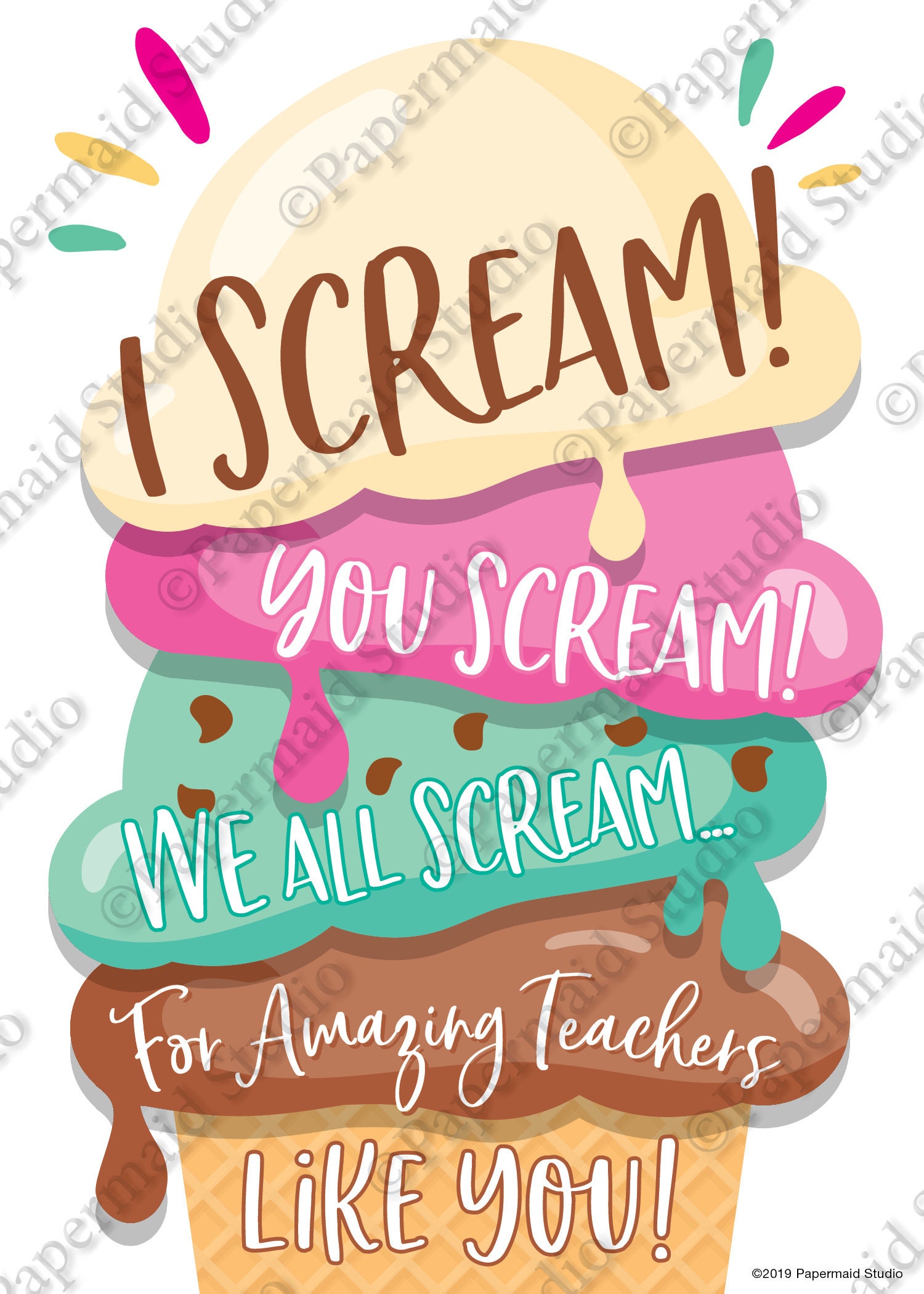 PRINTABLE Teacher Ice Cream Gift Card Holder Teacher - Etsy