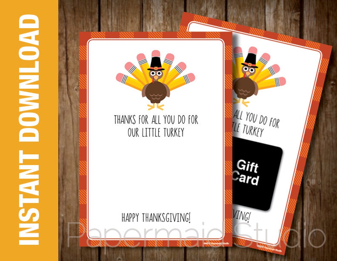 PRINTABLE Teacher Thanksgiving Gift Card Holder - School Teacher ...