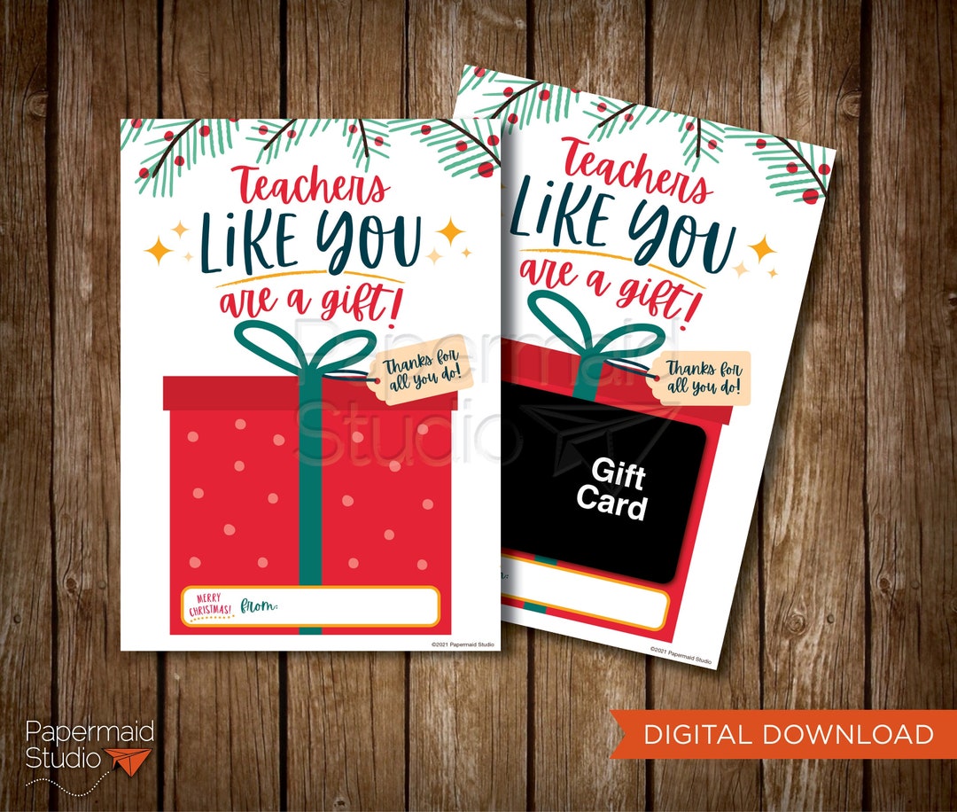 Teacher Christmas Gift Card Holder Printable Virtual - Etsy