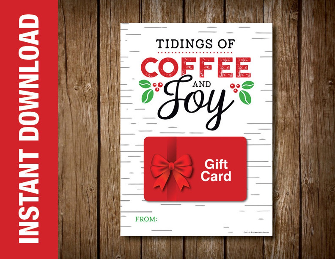 PRINTABLE Coffee Themed Christmas Card Coffee Holiday Card | Etsy