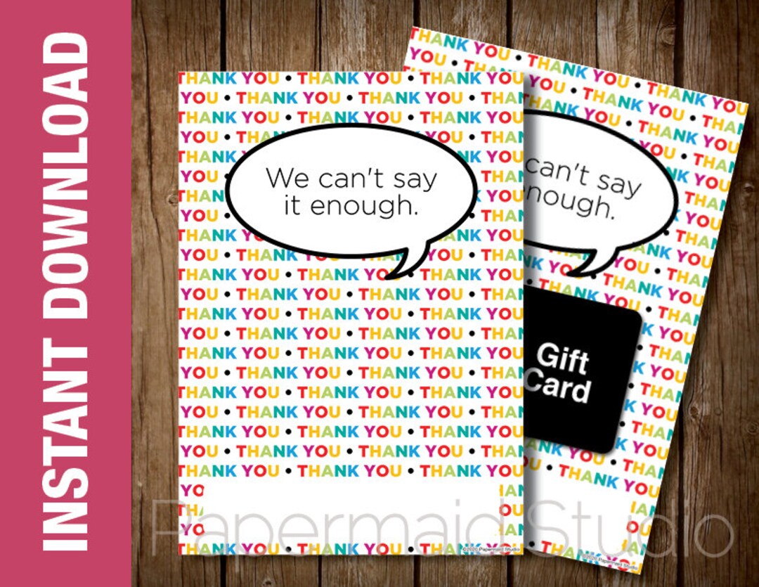 PRINTABLE Thank You Gift Card Holder Employee Staff - Etsy