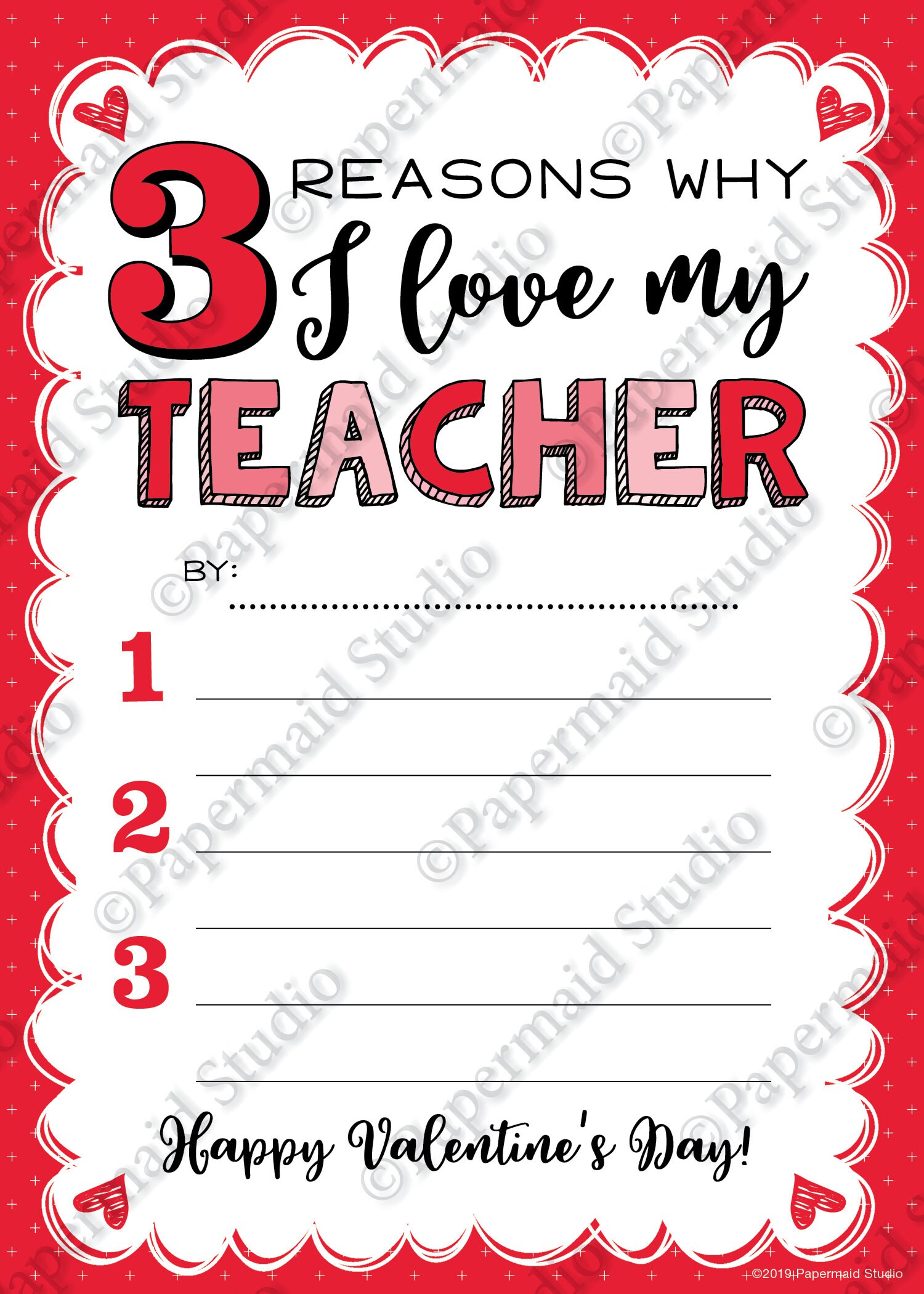 PRINTABLE Teacher Valentine's Day Card Fill in the Blank - Etsy