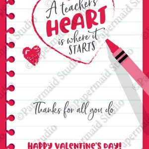 PRINTABLE Teacher Valentine Card Teacher Valentines Gift - Etsy