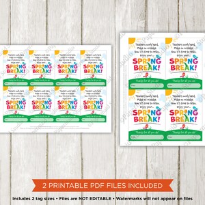 Teacher Spring Break Tag - Teacher Easter Break Gift Tag Printable ...
