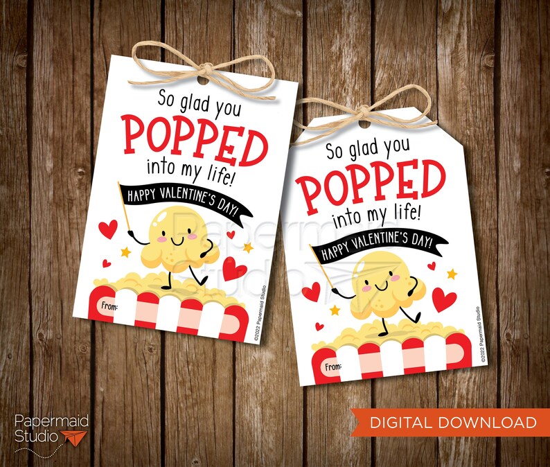 Valentine Popcorn Tags Printable Valentine Popcorn Labels - Etsy