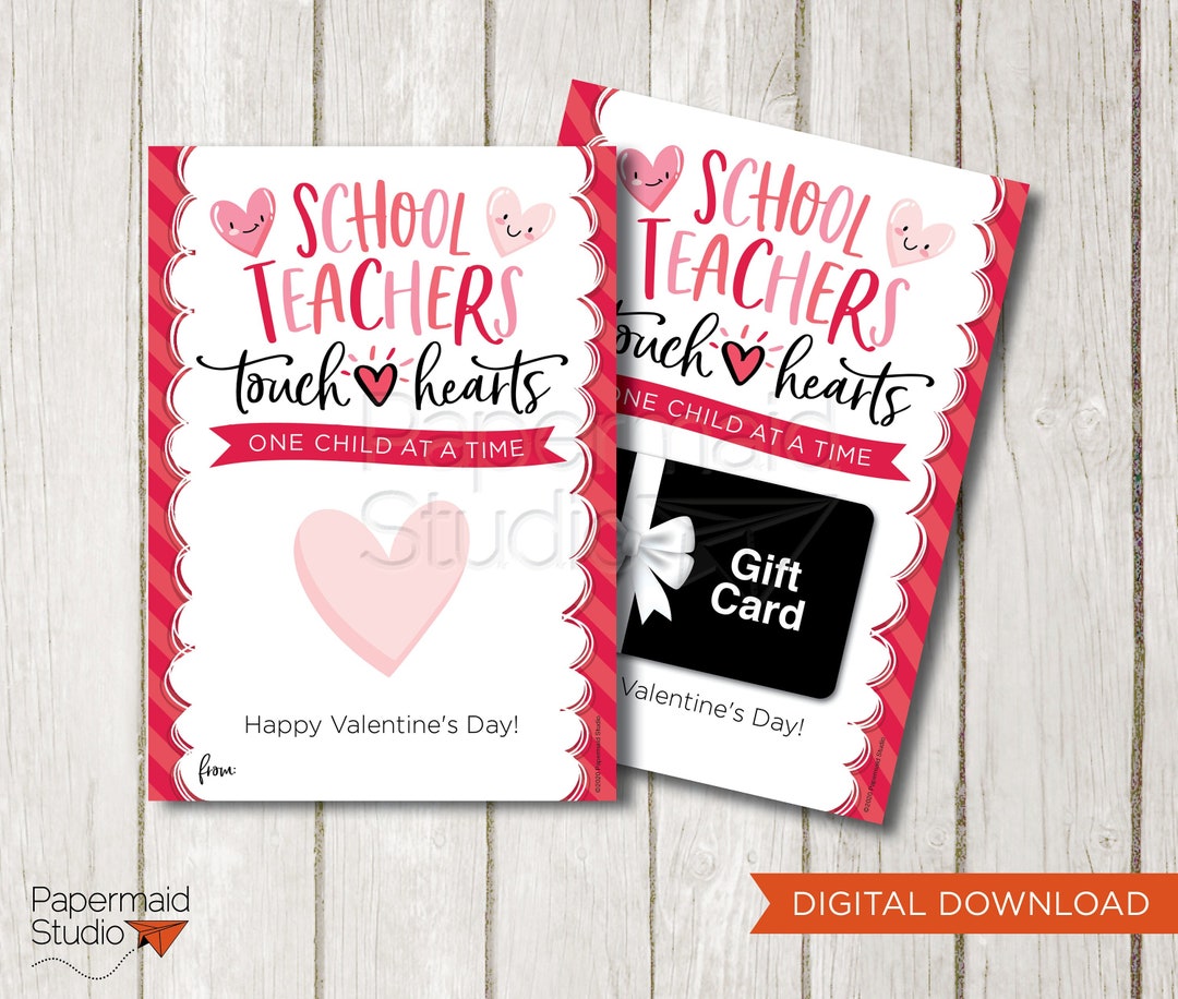 Teacher Valentine Card Printable - Teacher Valentine's Day Gift Card ...
