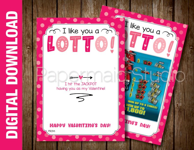 PRINTABLE Lottery Ticket Valentine Card - Lotto Ticket Valentine's Day ...