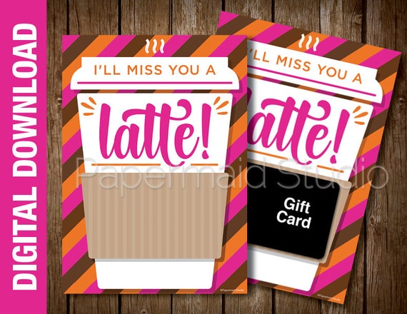 PRINTABLE I'll Miss You a Latte Coffee Gift Card Holder - Etsy