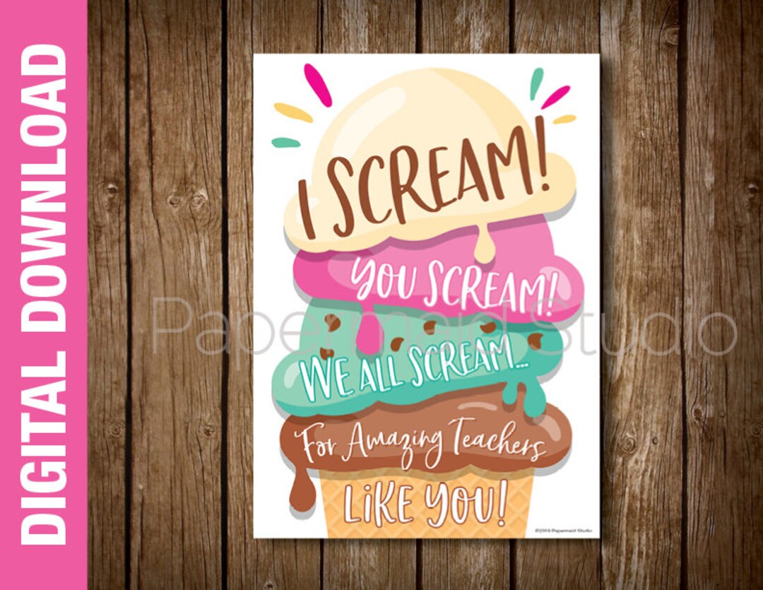 PRINTABLE Teacher Ice Cream Gift Card Holder - Teacher Appreciation ...