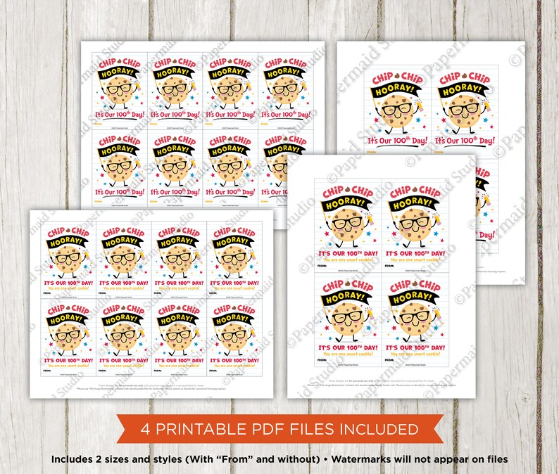 100th Day of School Cookie Tags Printable - Happy 100 Days of School ...