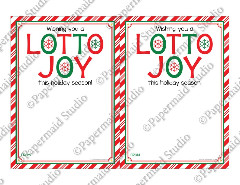 Printable Lottery Ticket Christmas Card - Teacher Christmas Gift Card ...