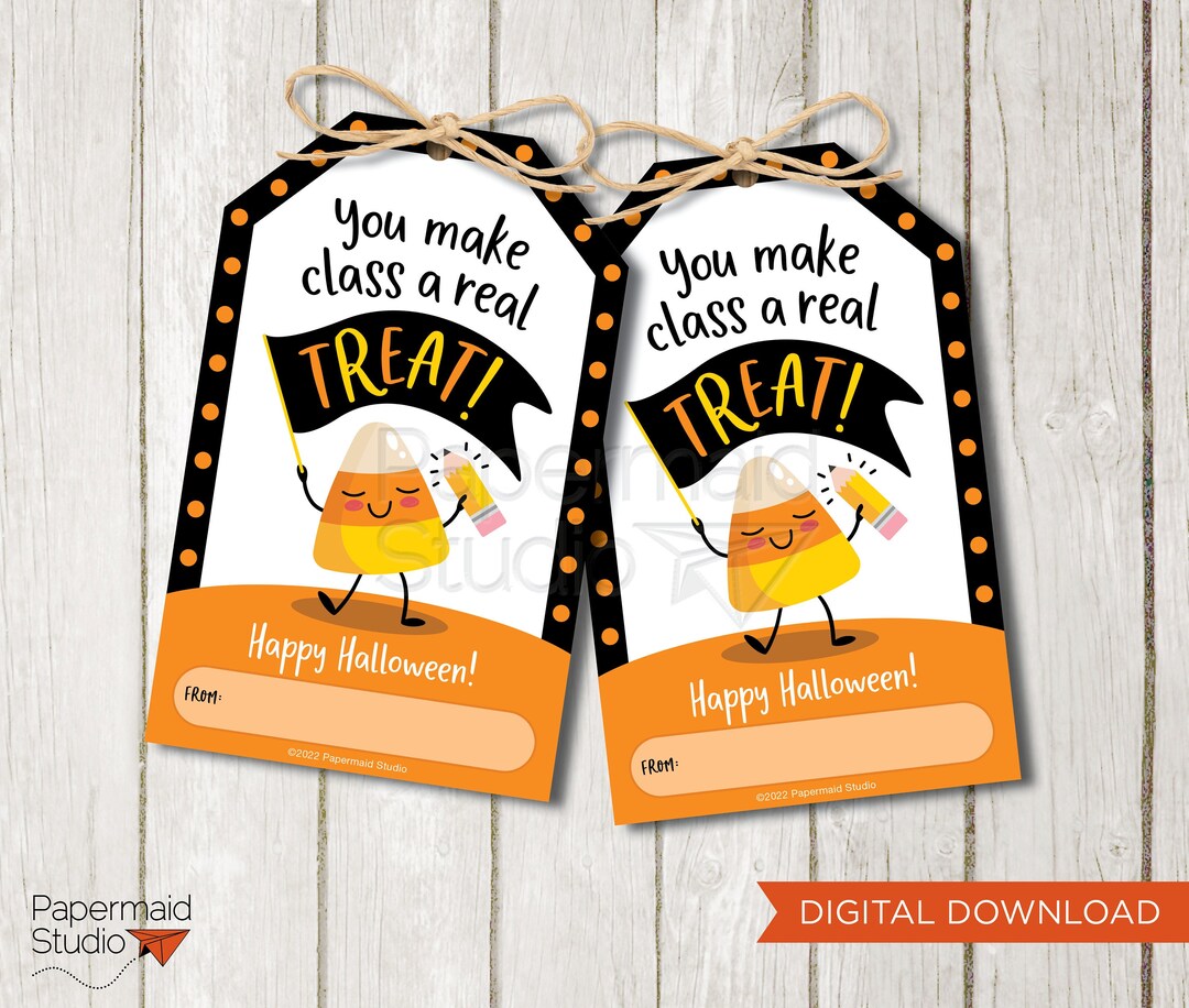 Halloween Student Gift Tag Printable - Class Halloween Gift Tag - Candy ...