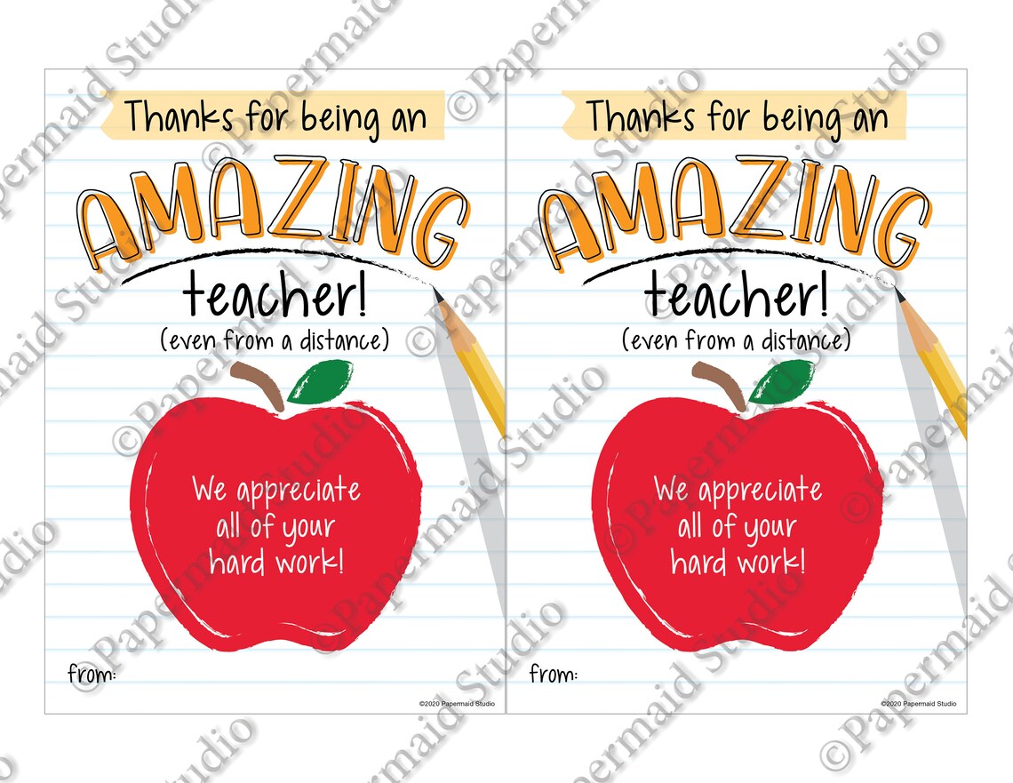 Virtual Teacher Appreciation Week Gift Card Holder Printable - Distance ...