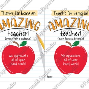 Virtual Teacher Appreciation Week Gift Card Holder Printable Distance ...