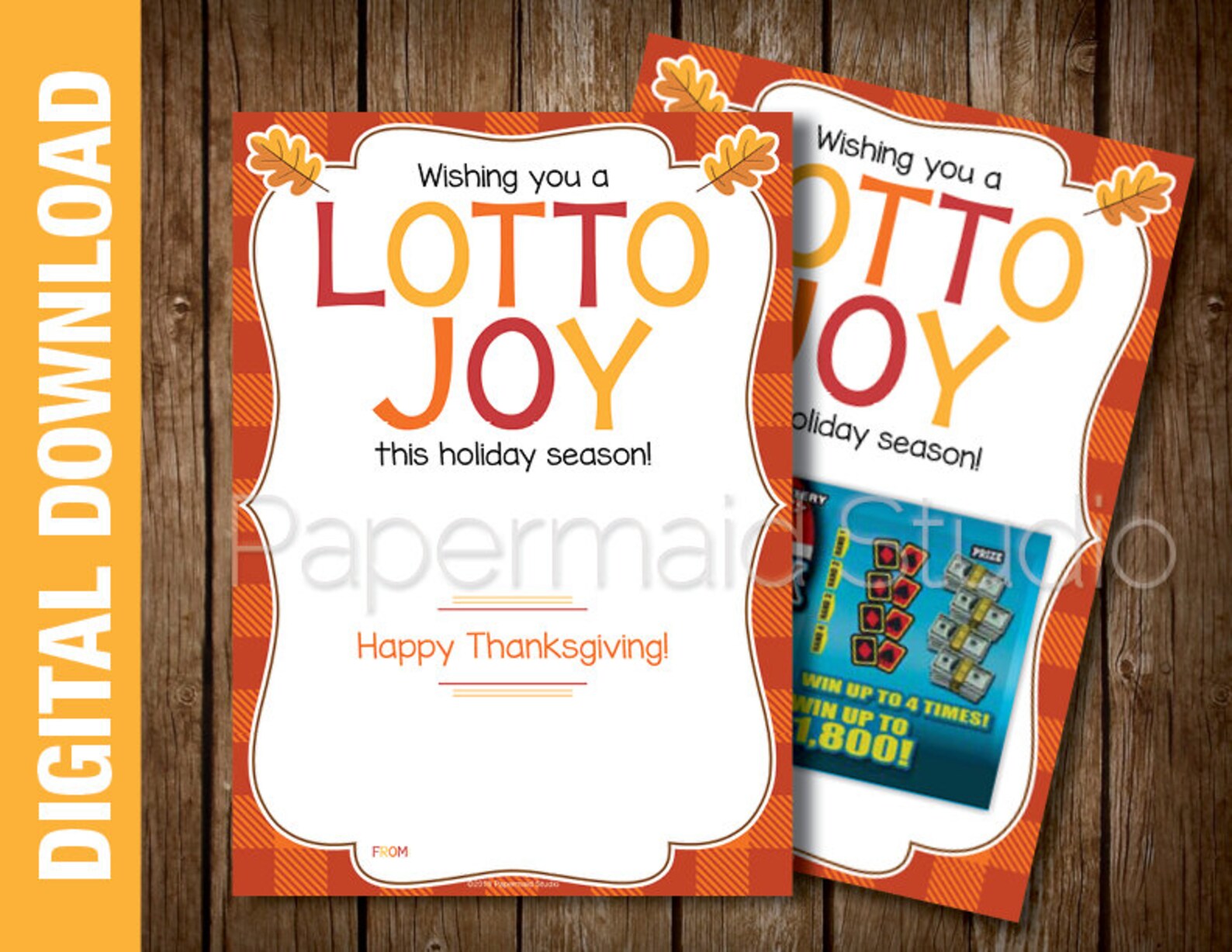 Printable Thanksgiving Lottery Ticket Holder Card Teacher - Etsy
