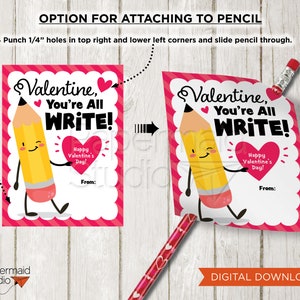 Valentine Pencil Tag Printable - Pencil Valentines Tag - You're All ...