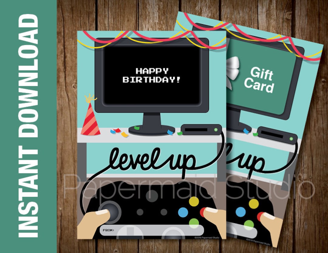 PRINTABLE Video Game Gift Card Holder - Video Gamer Birthday Card ...