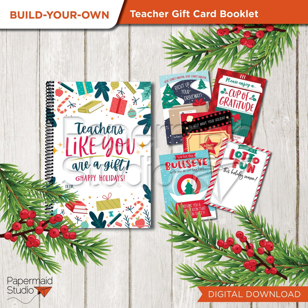 Teacher Christmas Gift Card Book Printable Bundle - Christmas Teacher ...